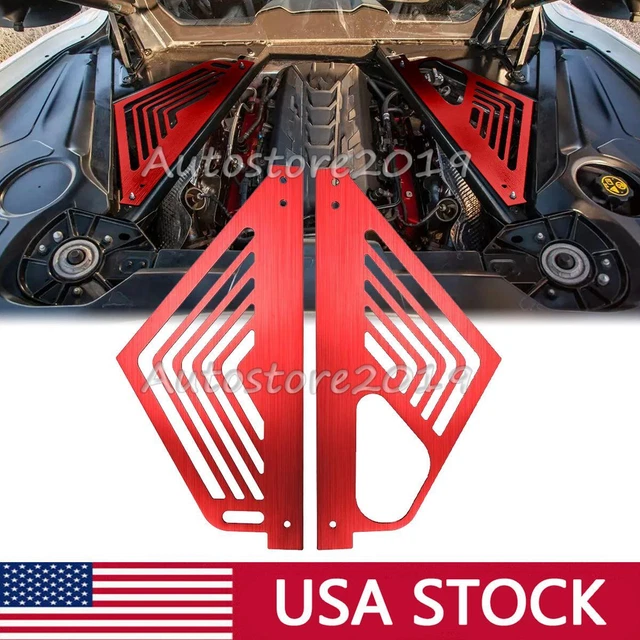 RED ALUMINUM ENGINE Bay Panel Covers Plate For CORVETTE C8 Coupe 2020 ...