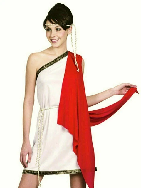 ROMAN GREEK GODDESS fancy dress costume Ladies Toga outfit White Robe ...