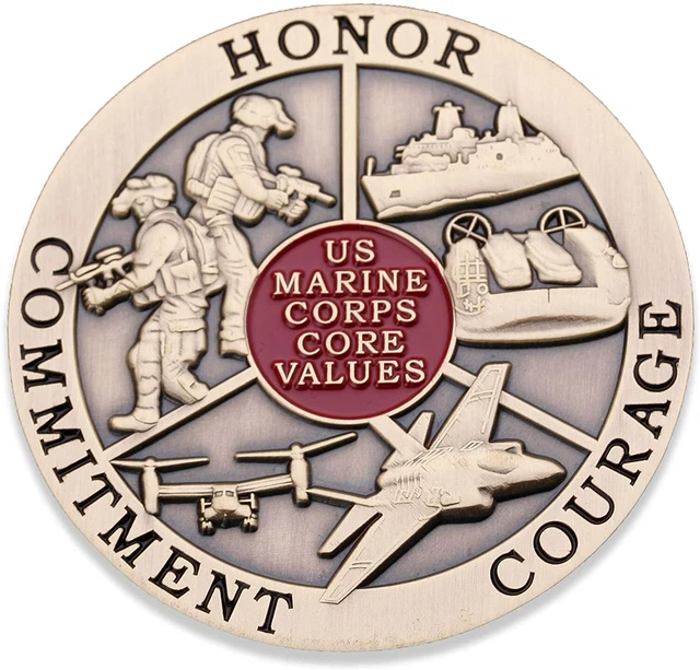 USMC MARINE CORPS Core Values Challenge Coin EUR 15,32 - PicClick FR
