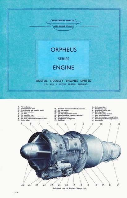 BRISTOL SIDDELEY ORPHEUS historic Jet engine technical manual rare 1960 ...