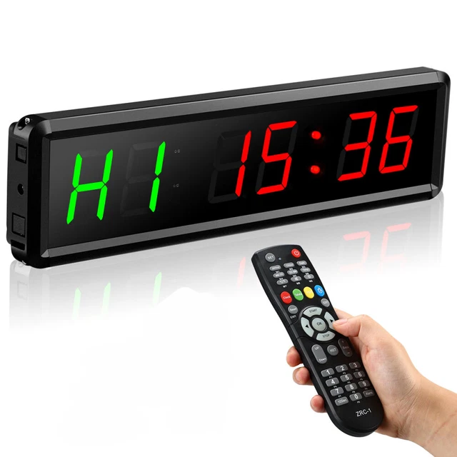 LARGE GYM INTERVAL Timer Digital Fitness Clock Stopwatch Timer Remote ...