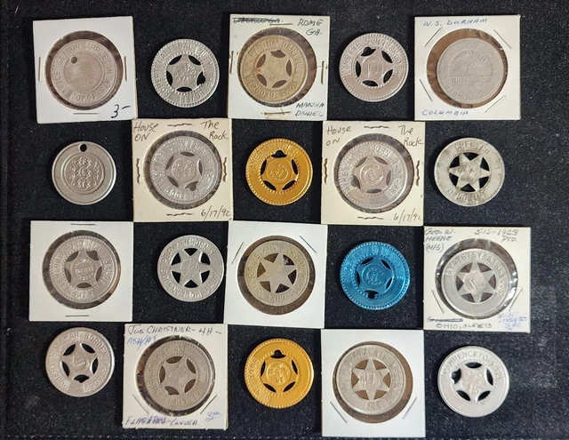 20, LETTER PUNCH Machine Tag Good Luck Arcade Star Token People Places ...