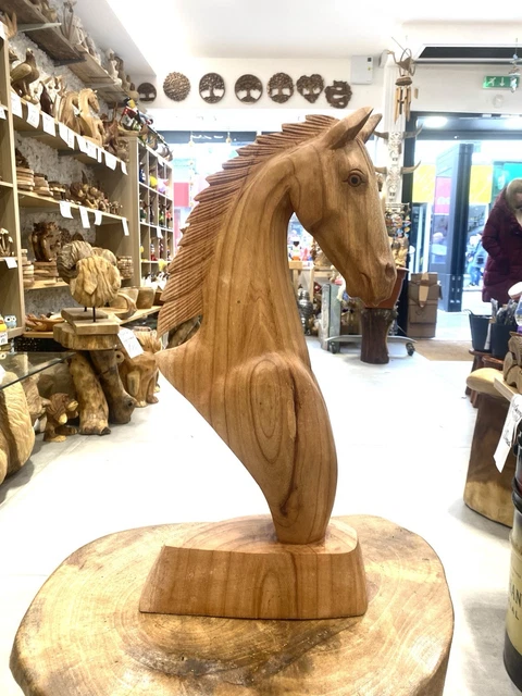 CHISELCRAFT 50CM Hand Carved Wooden Horse Head Bust ,carving in Or ...