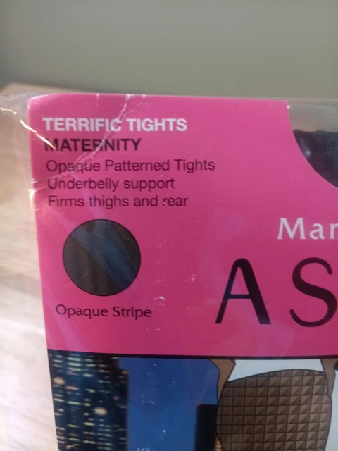MARVELOUS MAMA ASSESTS Maternity Tights Size 1 Black Opaque Stripe New ...