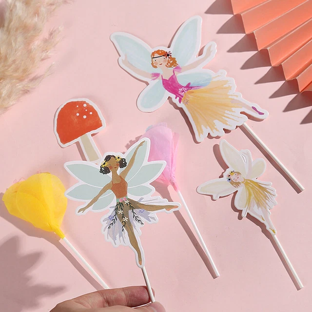 1set Fairy Toppers Butterfly Goddess Plates Cupcake Toppers Party