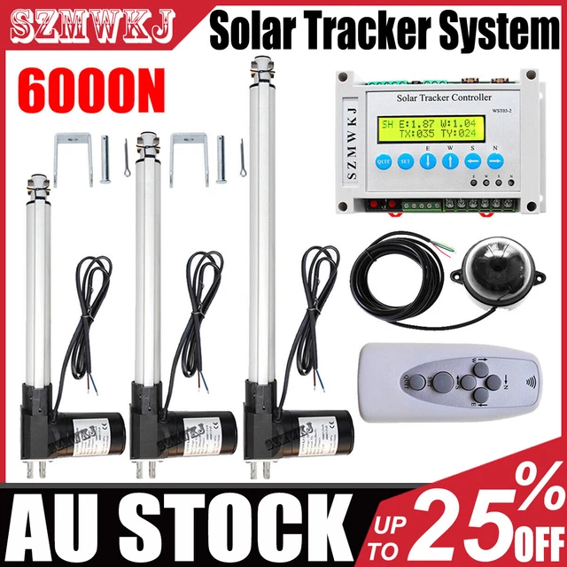 COMPLETE DUAL AXIS Solar Tracker Kit W/ 6000N Linear Actuators W/ LCD ...