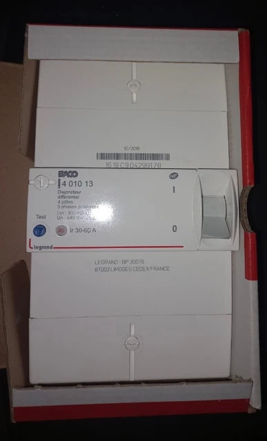 LEGRAND BACO DISJONCTEUR Différentiel Triphasé 30-60A 500Ma Sélectif ...