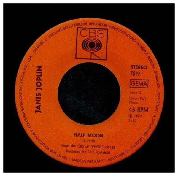 JANIS JOPLIN ME And Bobby McGee / Half Moon Vinyl Single 7inch Cbs EUR ...