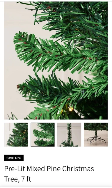 CHRISTMAS TREE ALASKAN Pine Prelit, Cool White LEDs, Green-7ft £47.50 ...
