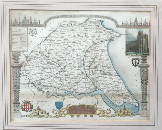 YORKSHIRE EAST RIDING County Map - Antique 19th Century Print 1851 £26. ...