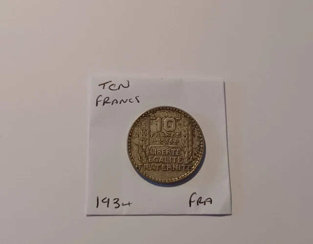 REPUBBLICA FRANCESE 1934 Moneta da dieci franchi d'argento EUR 2,37 ...