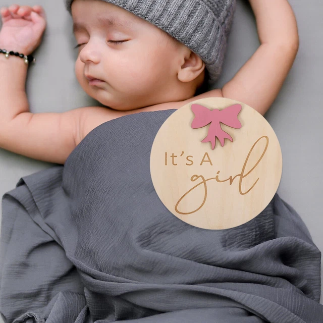 WOOD BIRTH ANNOUNCEMENT Sign Round Shaped Baby Name Wood Sign Newborn ...