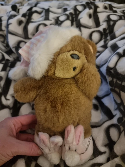 VINTAGE PAWS FOR Thought Teddy Bear In Slippers. Soft Toy Plush £10.00 - PicClick UK