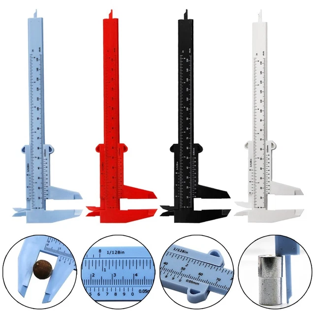 DOUBLE RULE SCALE Plastic Vernier Caliper Measuring Student Mini Tool ...