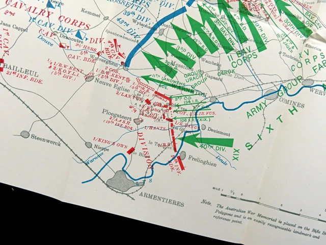 BATTLE OF YPRES Map WW1 German Military Positions British Sixth Army ...