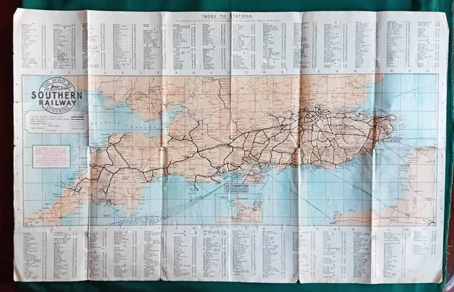 SOUTHERN RAILWAY SYSTEM Map + Southern Electric Map 1928 Huge! £6.99 ...