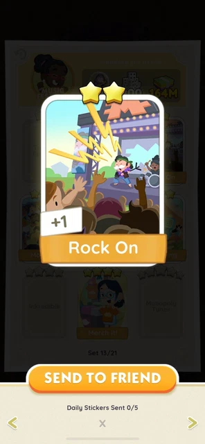 MONOPOLY GO! STICKER Rock On From Music Festival Set Making Music Album ...