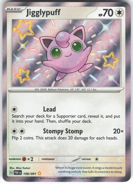 JIGGLYPUFF SHINY RARE SV: Paldean Fates 198/091 NM $15.00 - PicClick AU