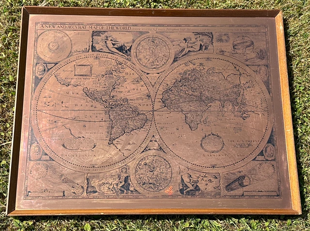 LARGE ENGRAVED COPPER Map Of The World - A New And Accvrat Map of the ...