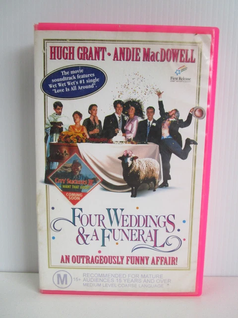 FOUR WEDDINGS & A Funeral, VHS Tape, Hugh Grant, Vintage Video, Movie ...