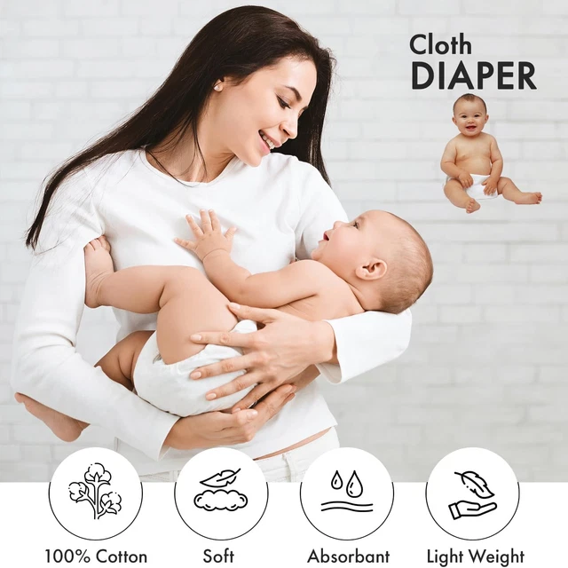 CLOTH DIAPERS 100% Cotton Burp Cloth/Reusable Diaper Large 24X24" $78.32 - PicClick AU