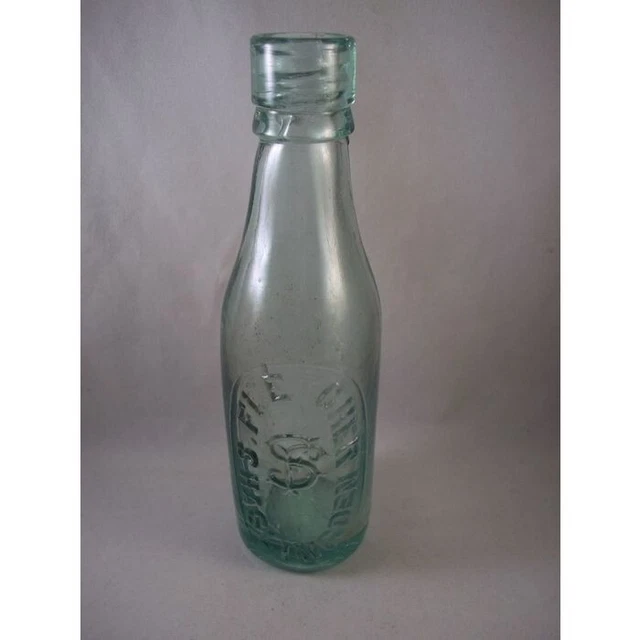 VINTAGE GREEN GLASS Bottle With Internal Screw Thread - S. Fletcher ...