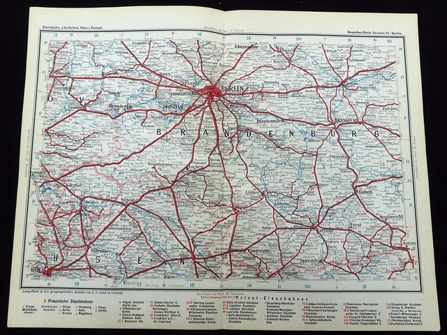 RAILWAY MAP OF Germany Berlin Frankfurt German Rail Plan Antique ...