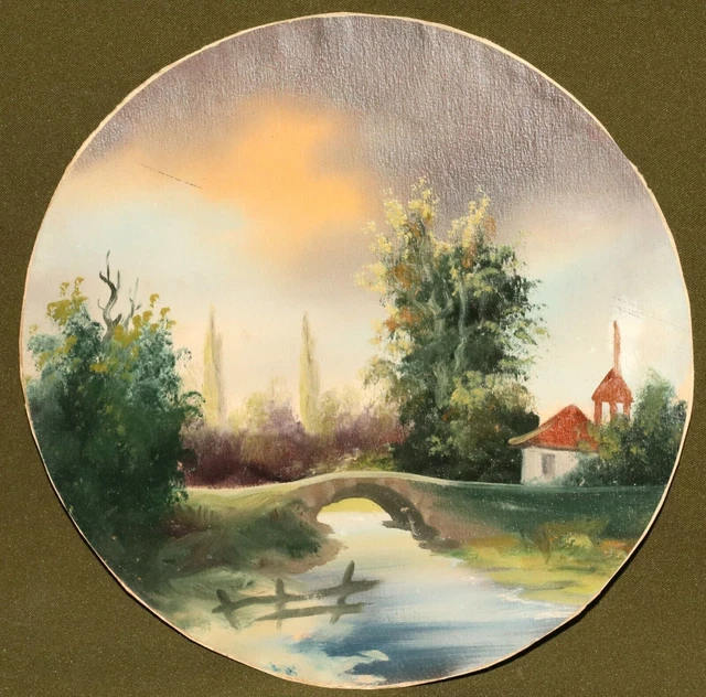 TABLEAU ANCIEN HUILE impressionniste paysage pont fluvial EUR 141,87 - PicClick FR