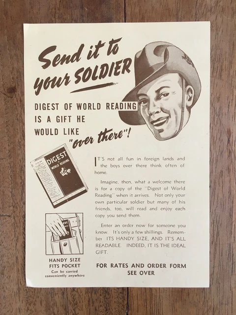 VINTAGE 1940'S WW2 'SEND IT TO YOUR SOLDIER' DIGEST IF WORLD READING ...