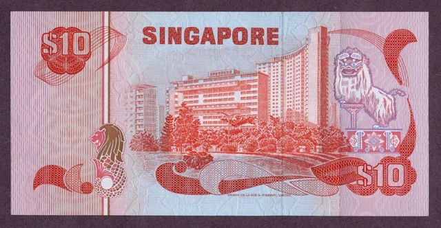 SINGAPUR 10 DOLLARS Banknote 1980 Zustand I UNC FDS S/N A93/680807 P ...