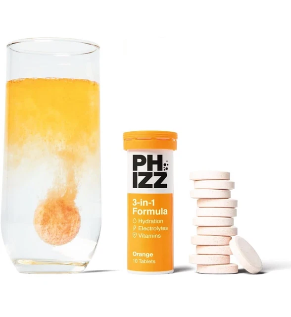 PHIZZ ORANGE 3-IN-1 Hydration, Electrolyte, Vitamins 10 Tablets ...