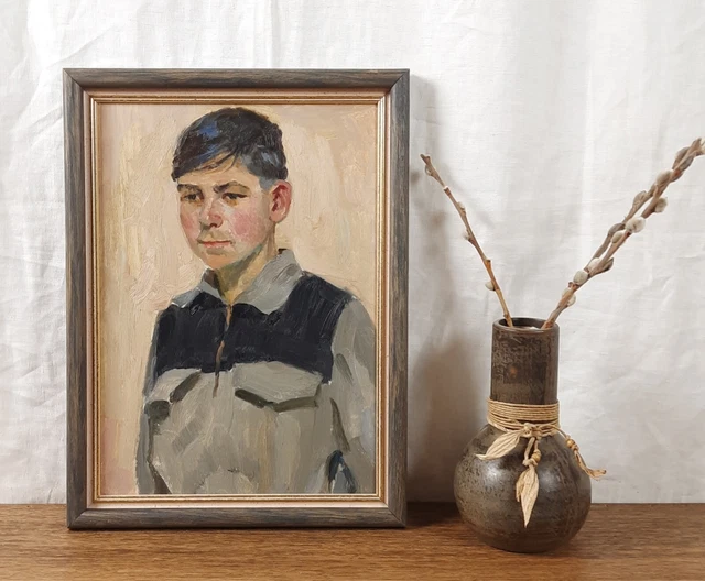 BOY PORTRAIT, VINTAGE Oil Painting, Original oil painting, Artist ...