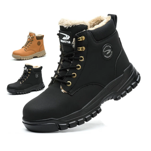 WINTER LEATHER ANKLE Safety Boots Steel Toe Cap Work Boots Hiker Shoes ...