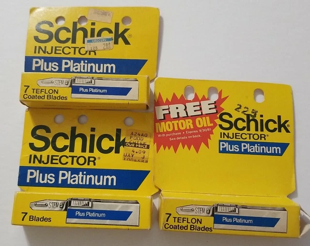 LOT OF 3 New NOS Schick Injector Plus Platinum 7 Count Dated 1981 Razor ...