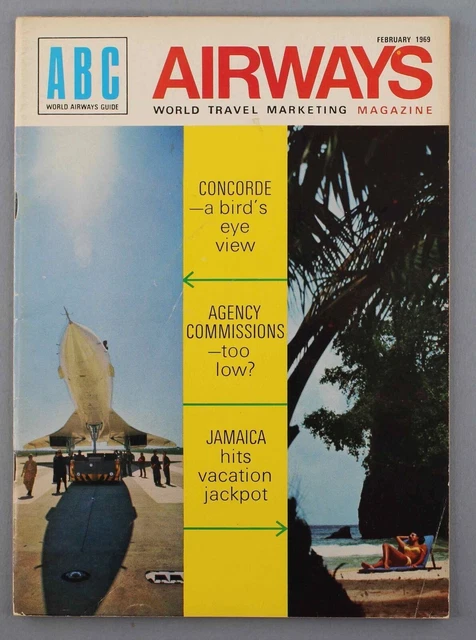 ABC AIRWAYS MAGAZINE February 1969 Concorde World Airways Cathay ...