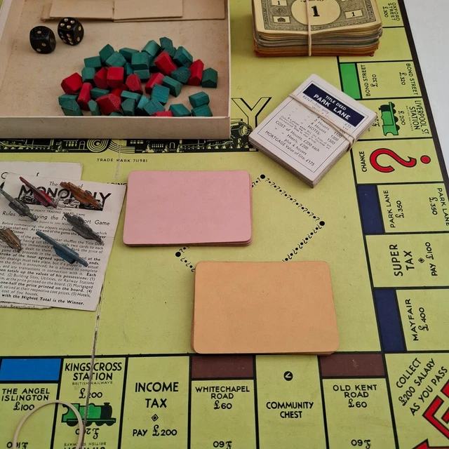 MONOPOLY VINTAGE BOARD Game With Old Metal Tokens 1950's £34.99 ...