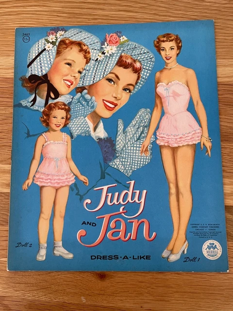 VINTAGE UNCUT ORIGINAL 1950 Merrill 'Judy & Jan Dress A Like' Book 3463 ...