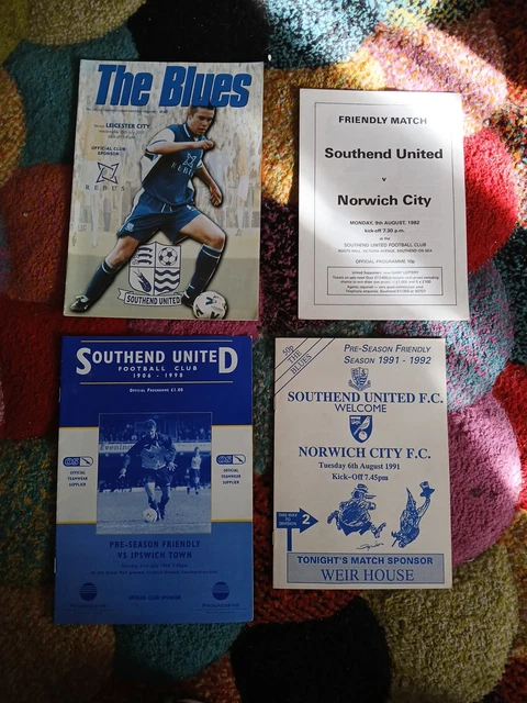 SOUTHEND UNITED FRIENDLY Football Programmes x 4 from 1982 until 2001 £ ...