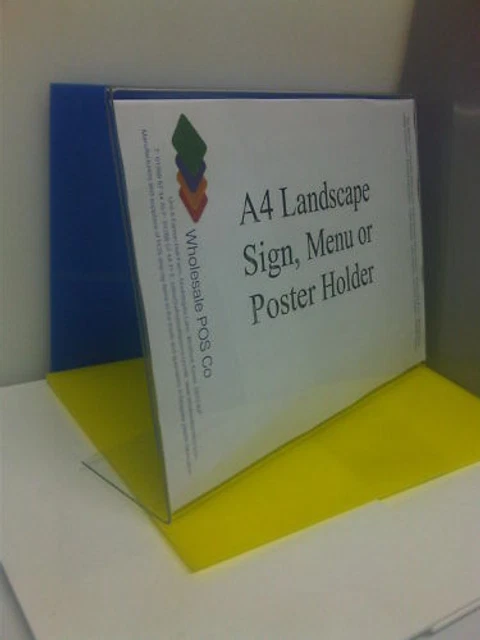 A4 ANGLED POSTER Display Landscape Acrylic Menu Perspex Counter ...