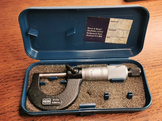 VINTAGE MOORE & Wright, Sheffield, Micrometer in Original Case, Good Condition £39.99 - PicClick UK