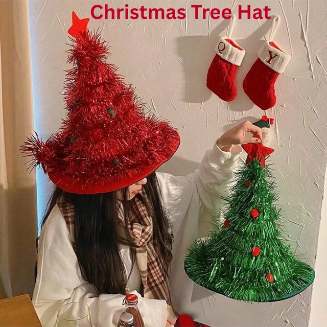 CHRISTMAS TREE HAT with Star (Adult) Christmas Funny Hat Novelty Xmas ...