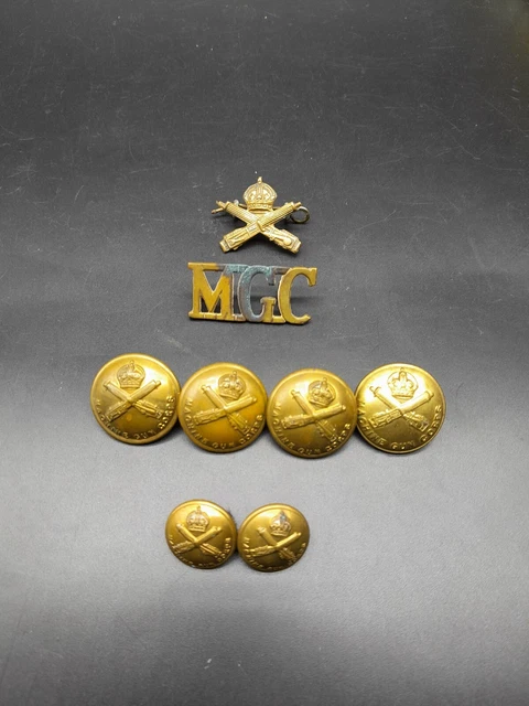 WW1 ERA MACHINE Gun Corps Tunic Buttons Shoulder Title Cap Badge £44.90 ...