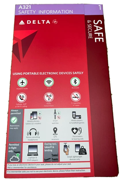 DELTA AIR LINES Safety Card Airbus A321-200 Card 07/20 New Revision! £9 ...