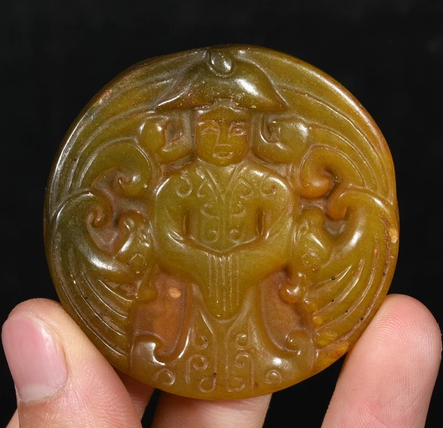 5CM HAN OLD Jade Person People Phoenix Bird Yubi Pendant Oiseau Phoenix ...