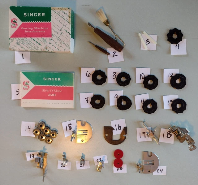 SINGER 328K LOW shank ATTACHMENTS cams spool pins original sewing ...