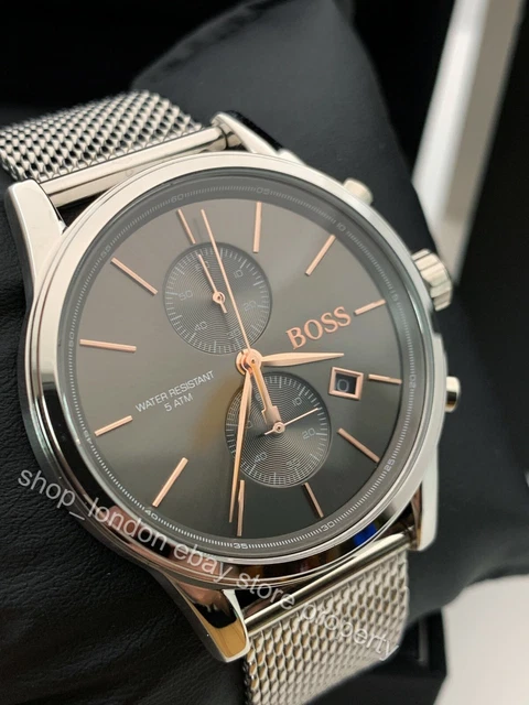 MONTRE POUR HOMME Hugo Boss HB 1513440 gris jet argent acier inoxydable ...