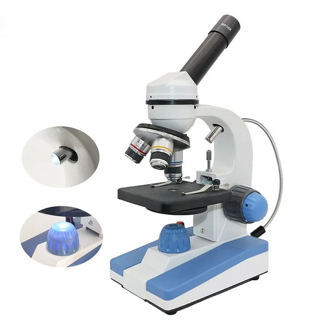 STUDENT 2000X MONOCULAR Biological Microscope USB LED Light ...