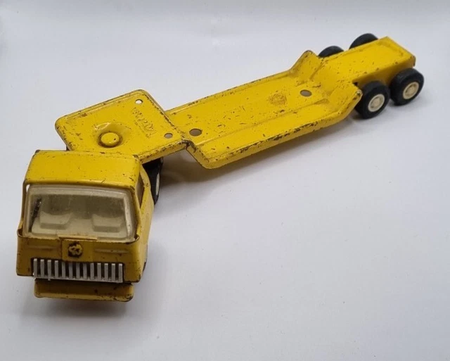 TONKA LOWBOY FLAT Bed Tractor Trailer Truck Yellow Pressed Steel ...