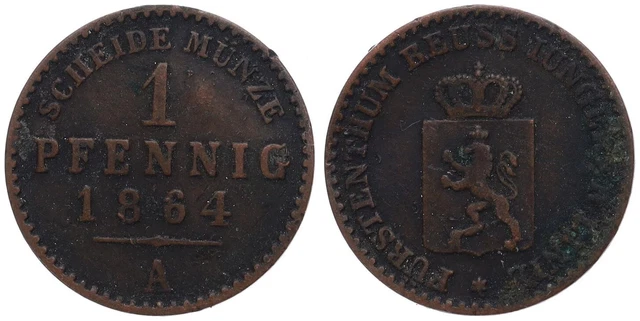 ANCIENNE ALLEMAGNE - Reuss Jüngere ( Plus Jeune ) Ligne 1 Pfennig 1864 ...