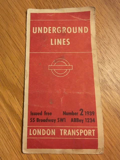 LONDON UNDERGROUND RAILWAY Lines Tube Map Number Two 1939 (1/4/1939 ...